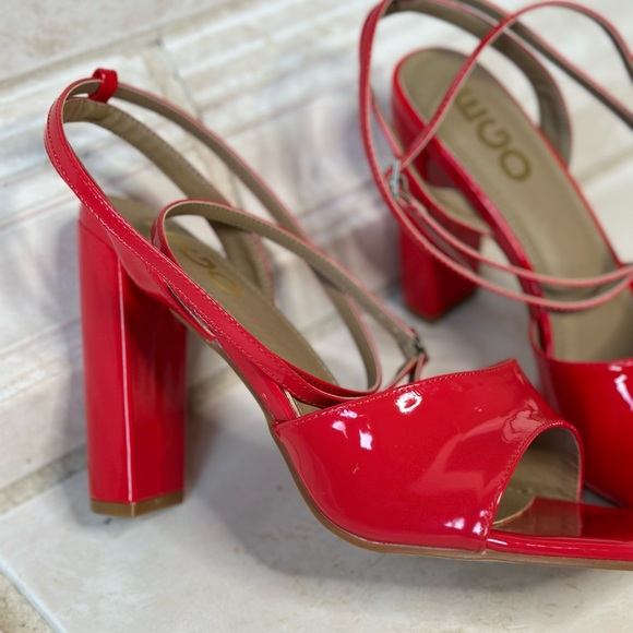 EGO | Shoes | Ego Red Strappy Block Heels | Poshmark